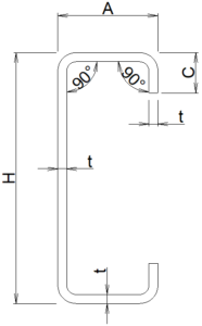 リップ溝形鋼（Cチャンネル）CADデータ・規格表｜JIS全サイズ | CAD素材.com