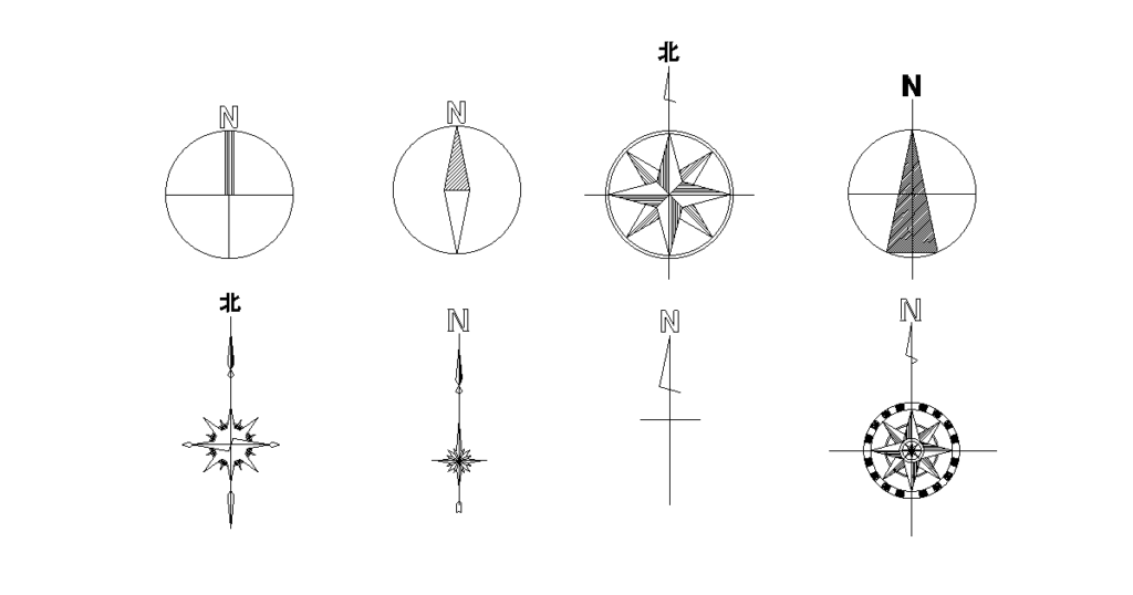 方位記号・東西南北マークCADデータ｜全50種類 | CAD素材.com