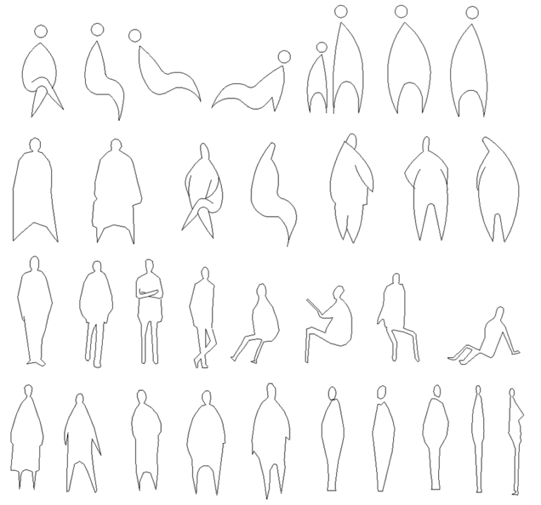 人物 手描きスケッチ風（建築パース）CADデータ｜全65人 | CAD素材.com